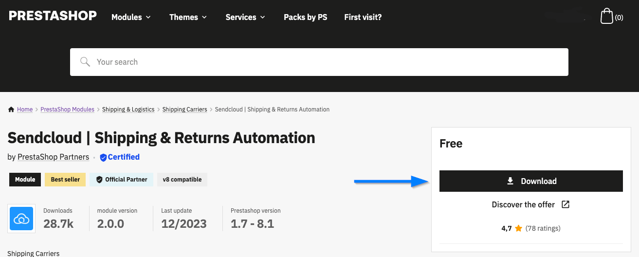Connect PrestaShop V2 to Sendcloud – Sendcloud Help Center
